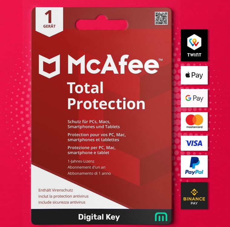 McAfee Total Protection | 1 Gerät | PC & MAC & Mobile | 1J (Neu (gemäss ...