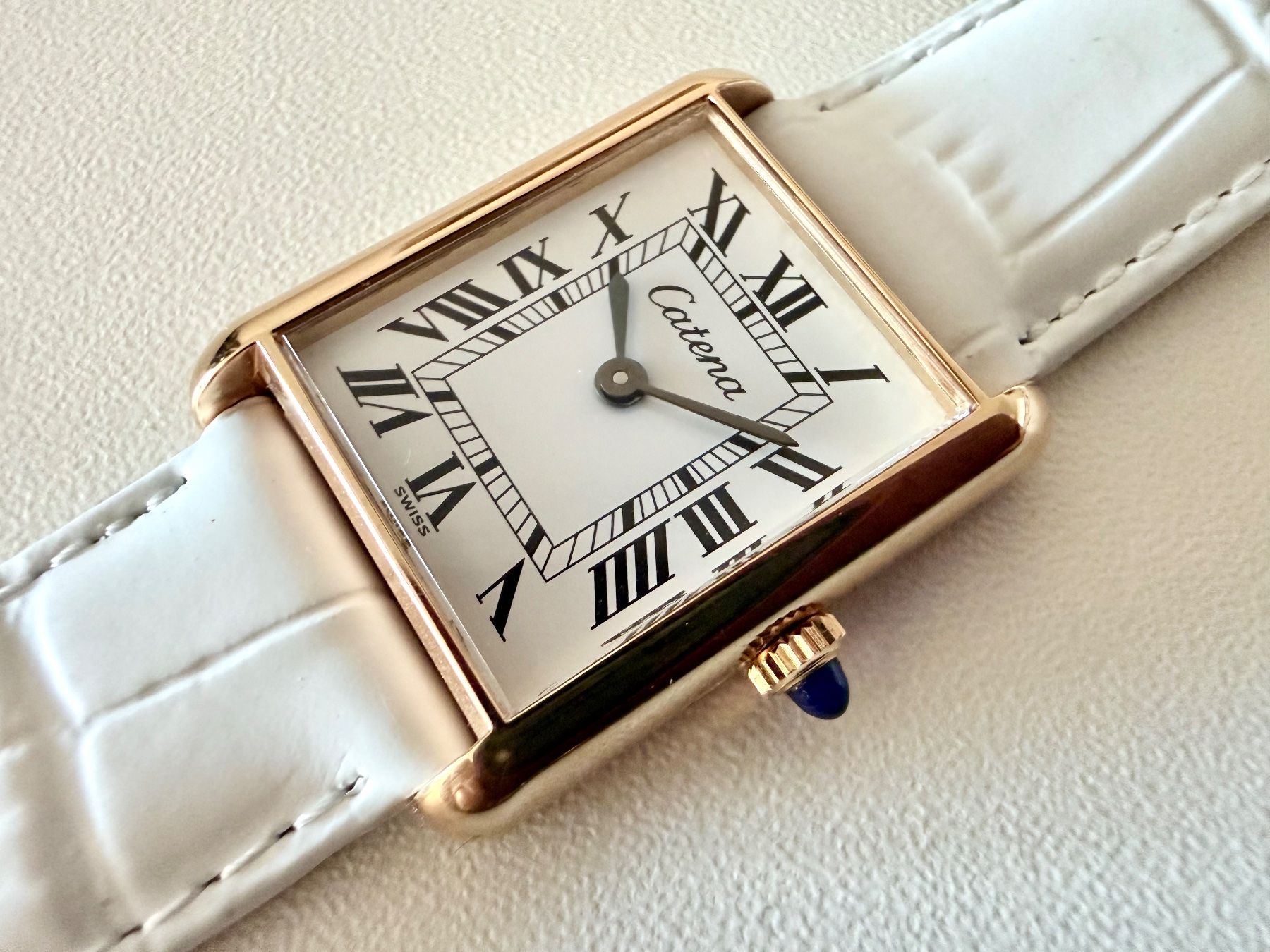 CATENA « Tank » type, MEDIUM, Steel/Gold, Mechanical, Swiss (Neuf avec ...