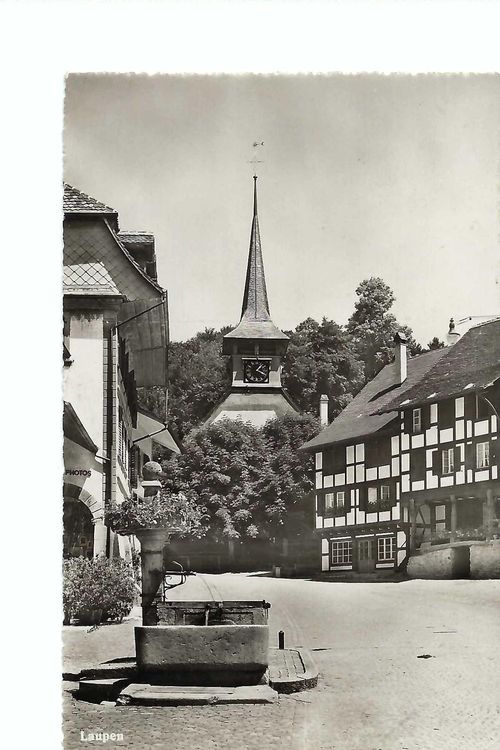 LAUPEN Dorfplatz, Kirche 1950 | Kaufen auf Ricardo