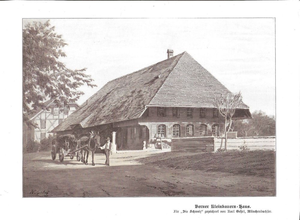 Bern, Karl Gehri, Berner Bauernhaus, Pferdefuhrwerk | Kaufen auf Ricardo