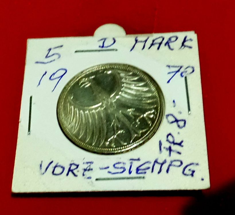DEUTSCHER 5 Mark Silber Münze 1970 vorz-stempglanz wenig ge (Gebraucht ...