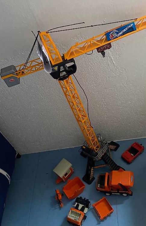 SET Kran elektr. & Bauarbeiter Autos👷 Kids Helm Weste Werkz (Gebraucht ...