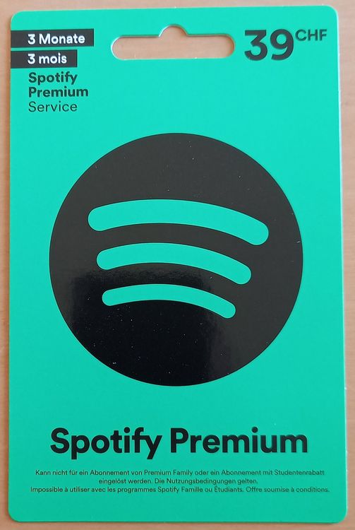 Spotify Premium 3 Monate (Neu und originalverpackt) in Biel/Bienne für CHF 30 – mit Lieferung ...