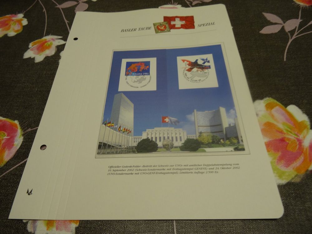Basler Taube Spezial Offizieller Gedenk-Folder Beitritt UNO | Kaufen auf Ricardo