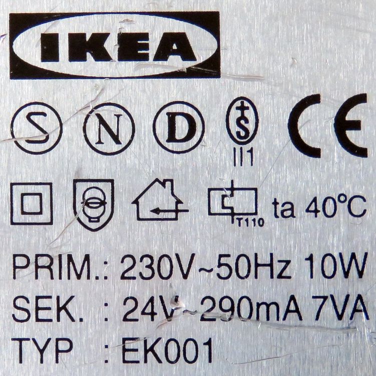 Ikea Trafo EK001: 24V / 290mA (Gebraucht) in Untersiggenthal für CHF 13 ...
