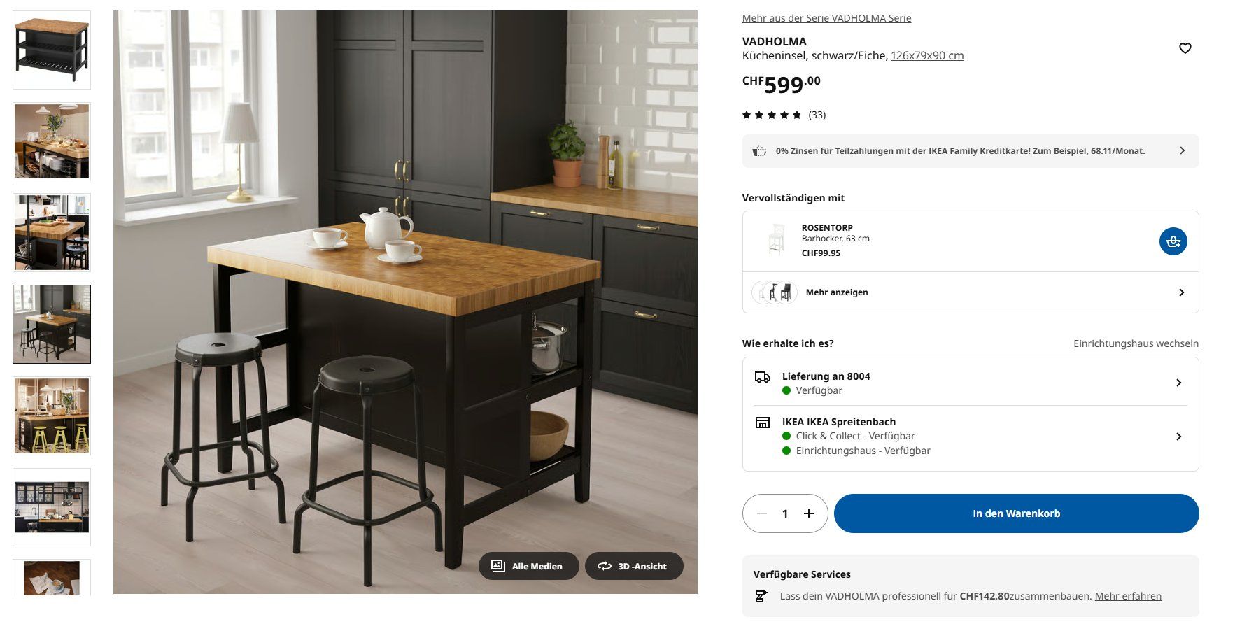 Ikea Vadholma Kucheninsel