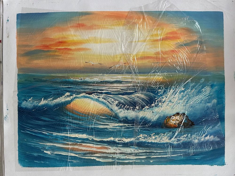 Ölgemälde: Sonnenuntergang am Meer | Kaufen auf Ricardo