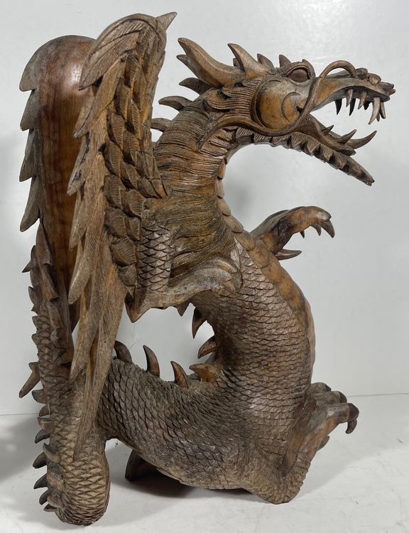 Alte China Holz Drachen mit hervorragender Schnitzerei. (Gebraucht) in ...
