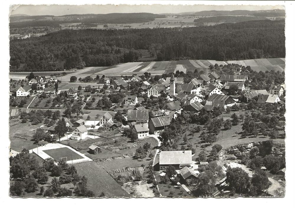 Opfikon (ZH) Dorfpartie mit Kirche - Flugaufnahme - um 1950 (Gebraucht) in Engelburg für CHF 13. ...