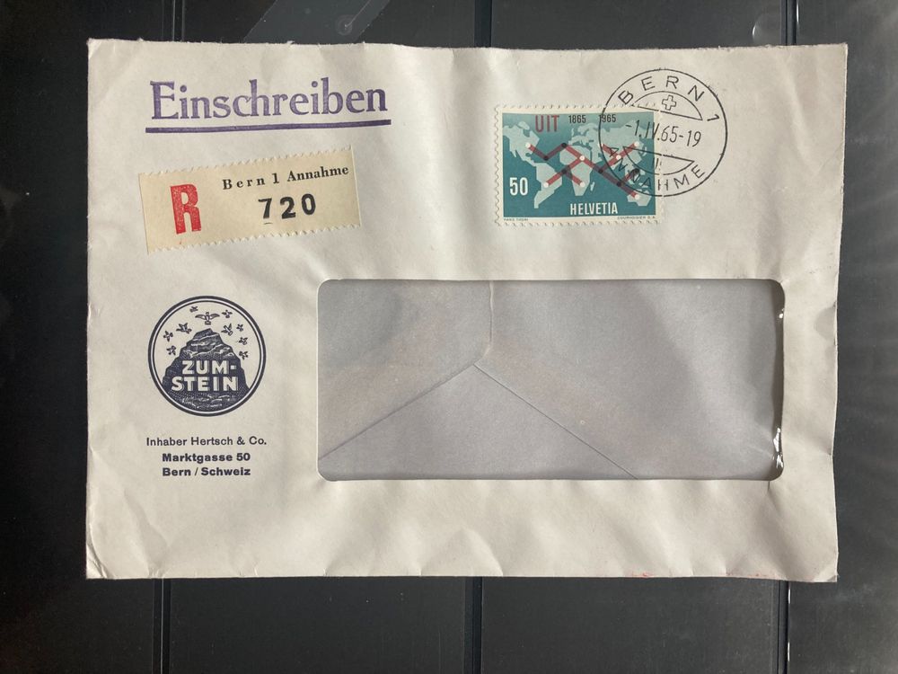 Schweiz 1965 R-Brief 50Rp UIT Bern 1 Annahme (Gebraucht) in Liestal für CHF 1 – mit Lieferung ...