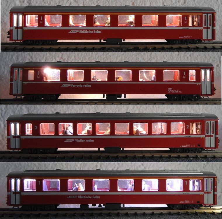 RhB 4x EWI Wagen mit Licht und Personen Spur N Kato OVP (Gebraucht) in ...