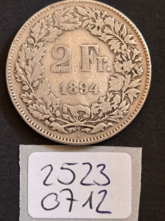 Silbermünze 2 Franken 1894 A (Gebraucht) in Rorschacherberg für CHF 30 – mit Lieferung auf ...