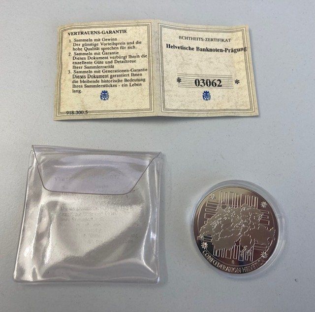 Alberto Giacometti 100 Franken Note Medaille, Jahr 2001 (Neu und originalverpackt) in Luzern für ...