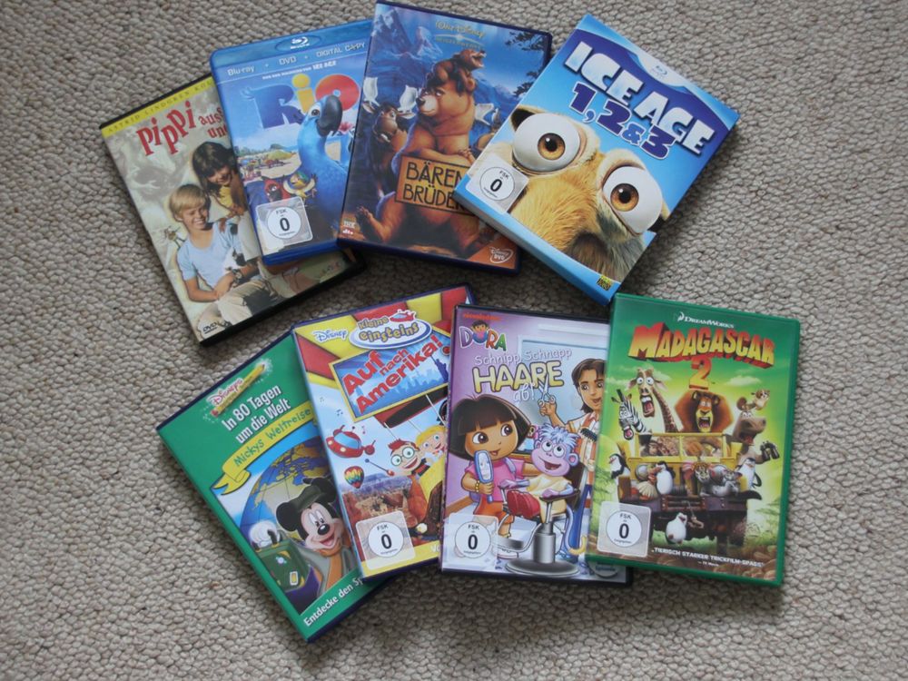 10 Kinder DVDs - Rio, Ice Age, Madagascar, Pippi, Dora,etc. (Gebraucht ...