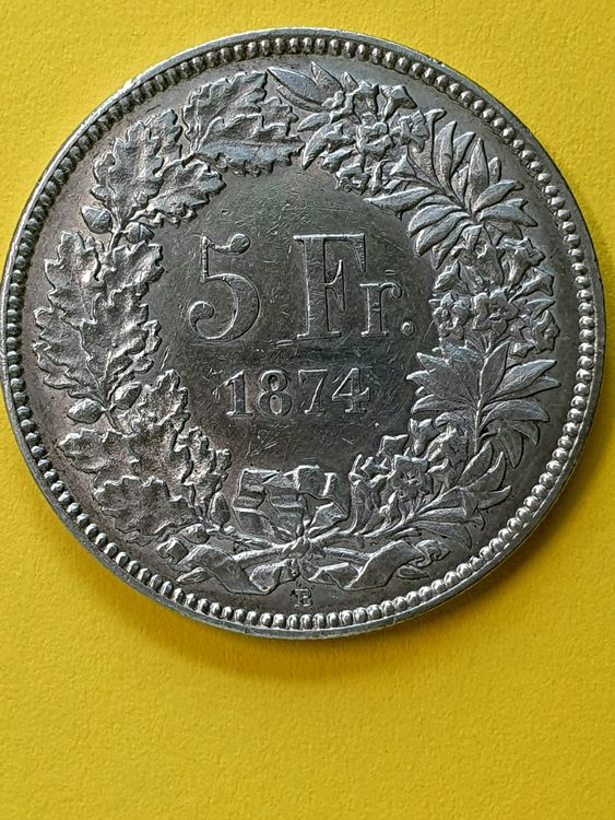 5 Franken 1874 B ohne Punkt - Silber **** (D'occasion) à luzern pour ...
