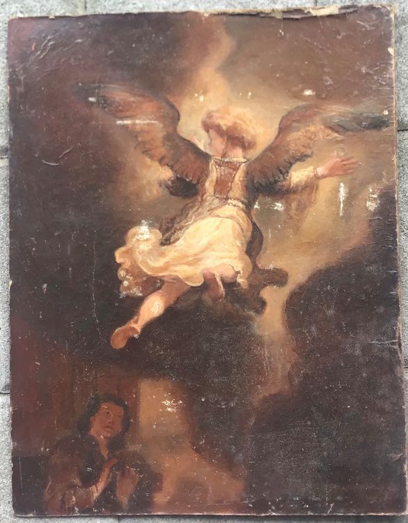 Antike öl Studie Gemälde von eine Angel | Acheter sur Ricardo