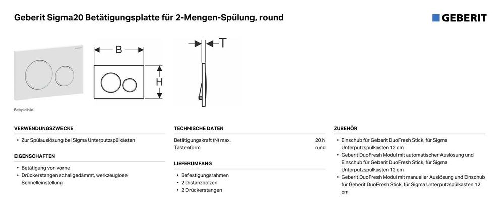 Geberit Betatigungsplatte Samba Fur 2 Mengen Spulung