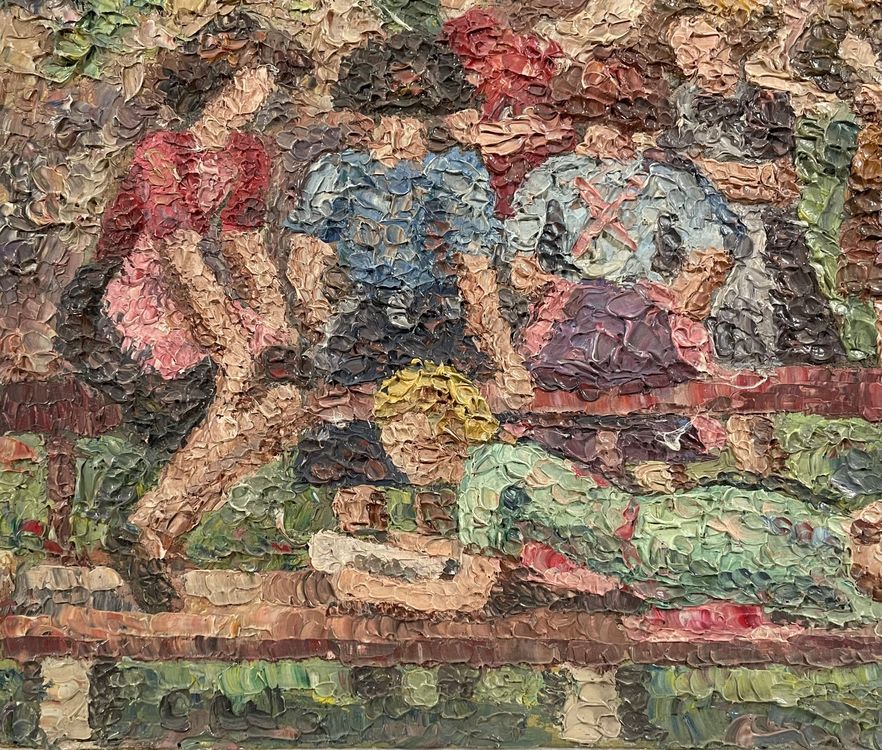 Impressionistisches Gemälde mit Personen Monogrammiert | Kaufen auf Ricardo