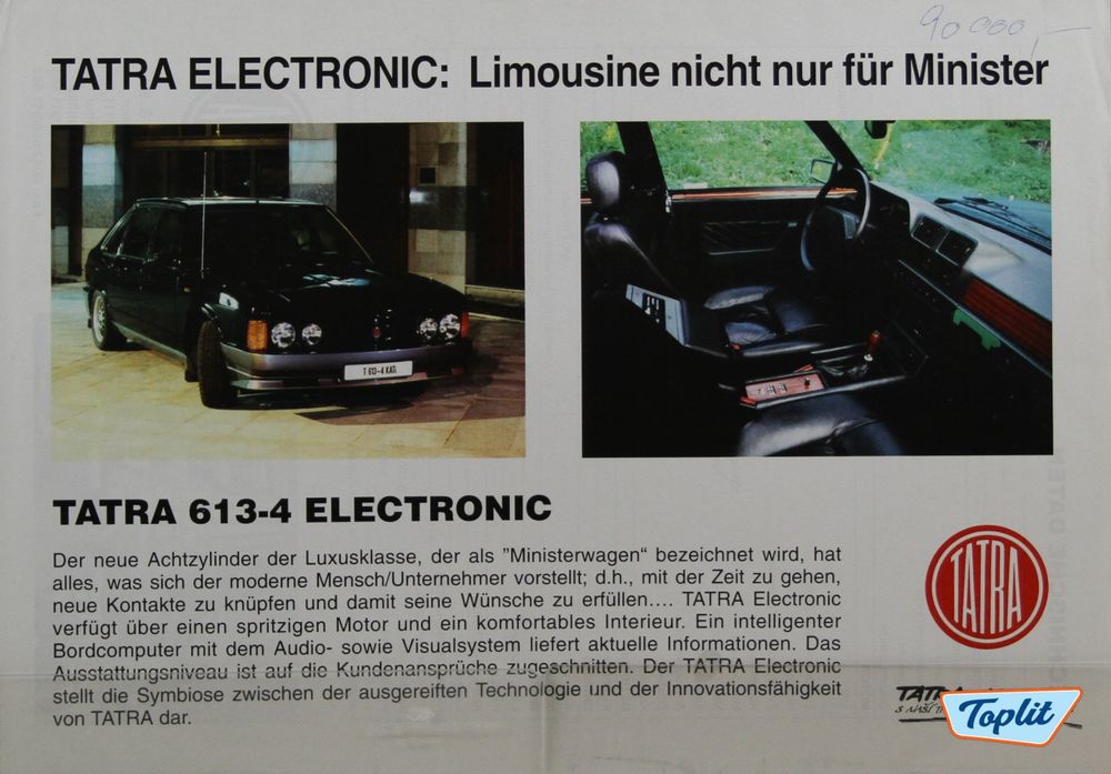 ORIGINAL NEUWAGEN FLYER - TATRA 613-4 ELECTRONIC - 1996 (Gebraucht) in ...
