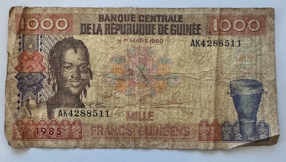 Banknote Guinea 1000 Francs (Gebraucht) in Rheinfelden für CHF 1 – mit ...