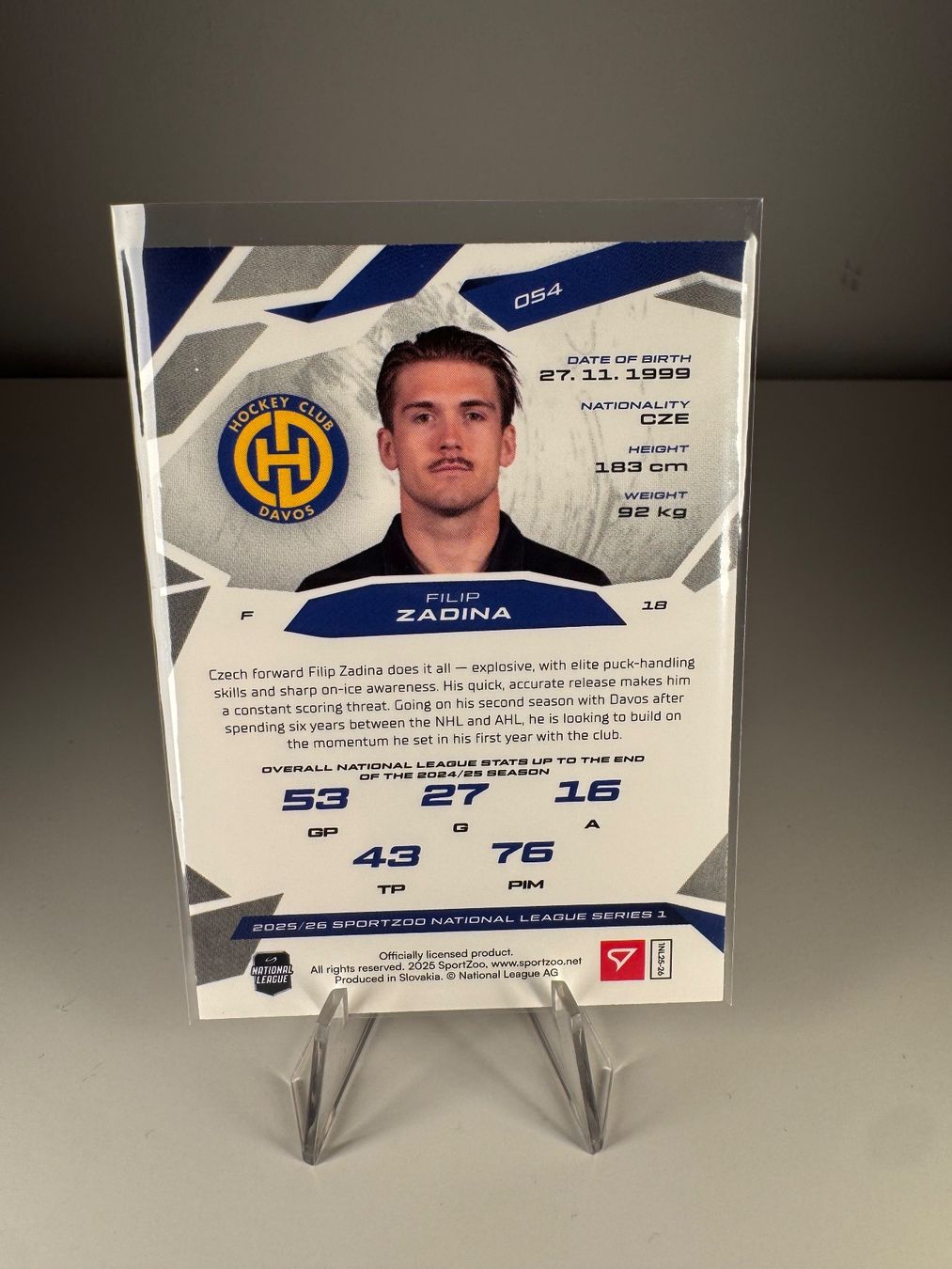 054 Filip Zadina HC Davos SportZoo 2025/26 (Neu (gemäss Beschreibung ...