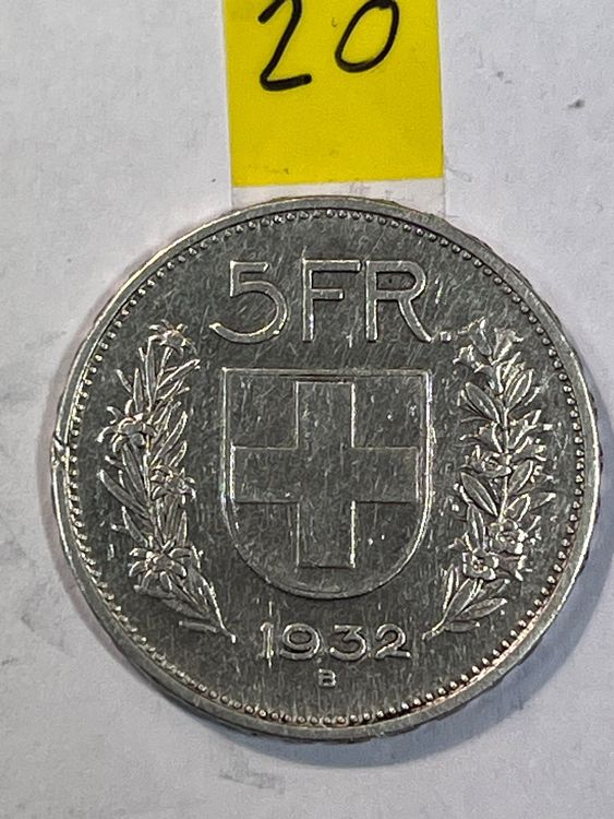 Silbermünze 5 Franken 1932 Helvetia Schweiz🇨🇭 | Kaufen auf Ricardo