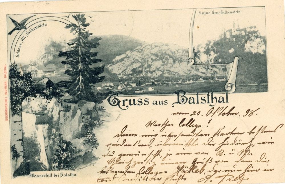 Balsthal SO mit Ruine Falkenstein und Wasserfall um 1898 | Acheter sur Ricardo