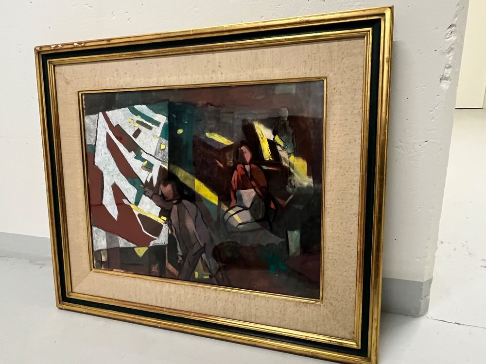 Gemälde Paul Ackerman, 1965.Öl,Kreide, Tusch auf Papier, sig (Gebraucht ...