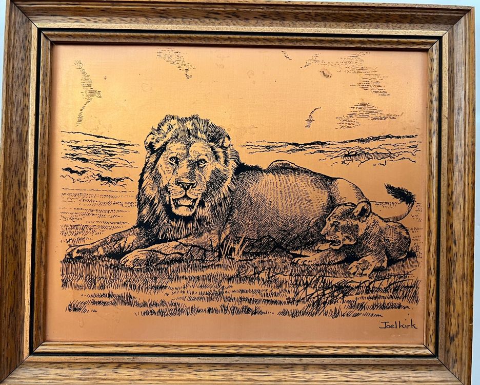 Löwe Kupferstich Platte Gerahmt Joel Kirk | Kaufen auf Ricardo