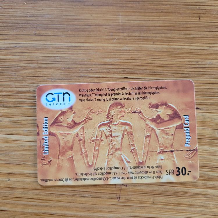 Carte Téléphonique GTN Télécom (Gebraucht) in Biel/Bienne für CHF 1 ...