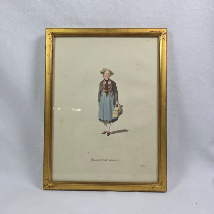 Antike Argauer Tracht Grafik, um 1840, gerahmt, Rarität (Gebraucht) in ...