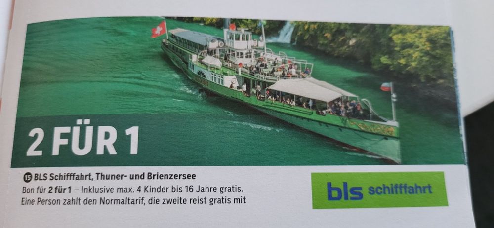 2 für 1 Tageskarte BLS Schifffahrt (Neu und originalverpackt) in ...