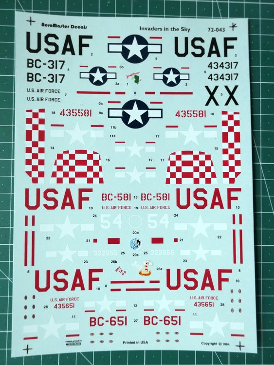 1/72 Douglas B-26B RB-26C A-26C Invader 4 Versionen Decals (Gebraucht ...