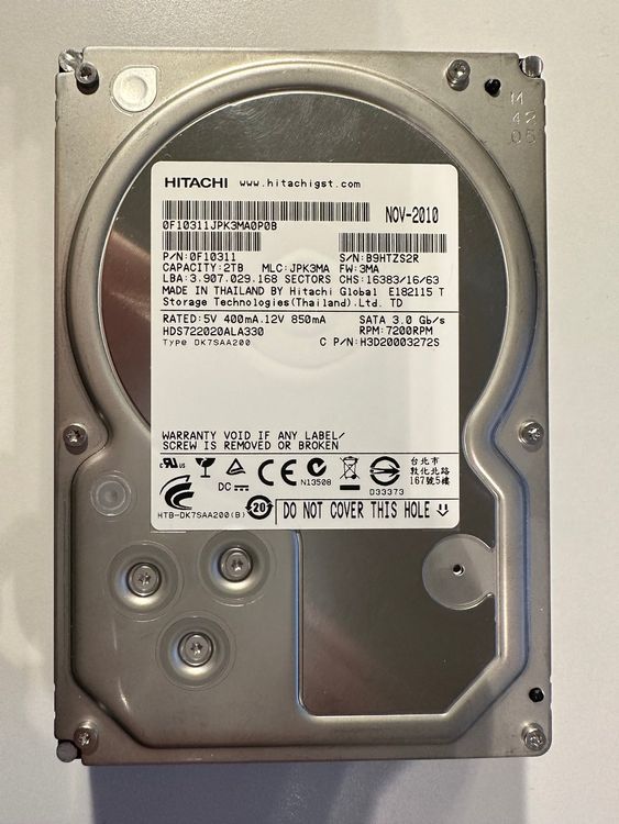 Hitachi Deskstar 7K2000 2TB HDS722020ALA330 HDD | Kaufen auf Ricardo