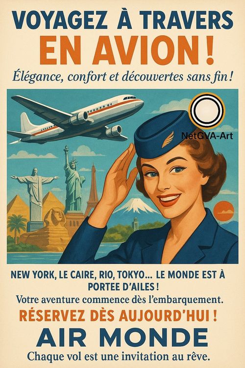 Affiche - Poster - Voyagez à travers le monde en avion Repro (Neu und ...