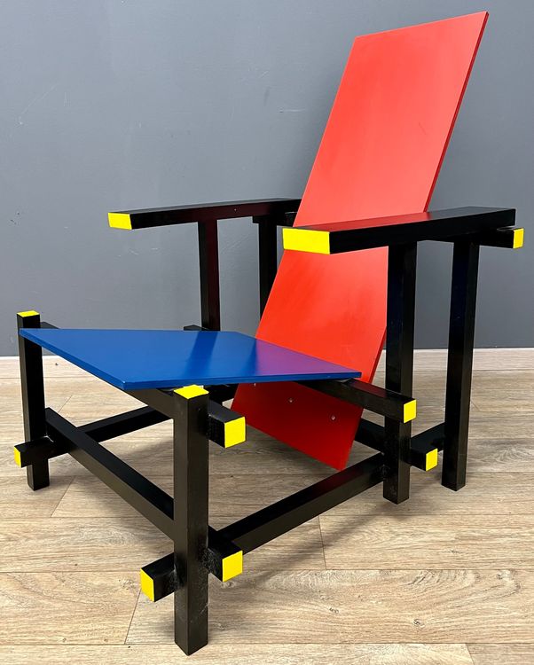 Vintage Bauhaus Design Rot Blau Holz Sessel Stuhl | Kaufen auf Ricardo