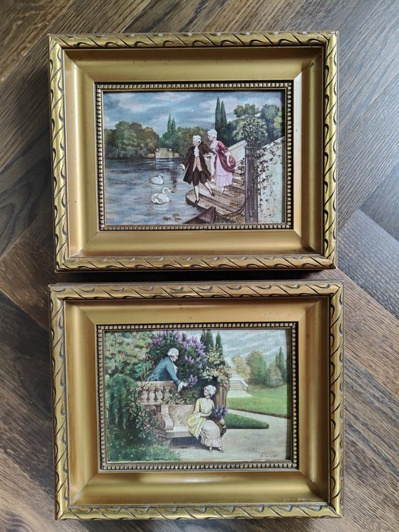 Paire de tableaux anciens scènes galantes signé Laissue | Acheter sur ...