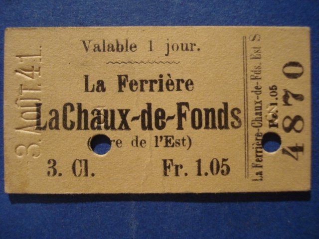 SBB - 3.8.1941 - LA FERRIÈRE - LA CHAUX-DE-FONDS - 3.Classe | Kaufen auf Ricardo