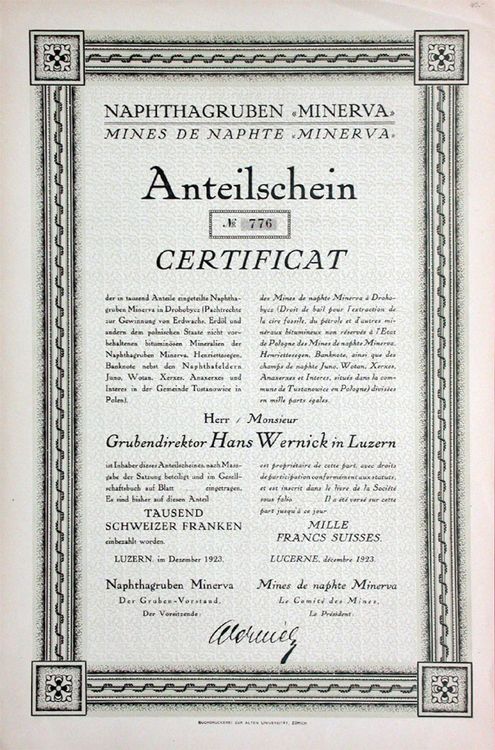 Naphtagruben "Minerva", Luzern - 1923 (Gebraucht) in Solothurn für CHF 5 – mit Lieferung auf ...