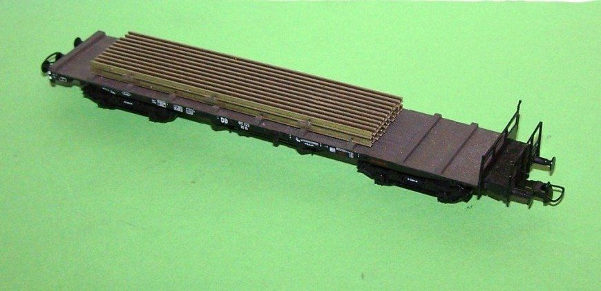 Roco 46490 H0 Flachwagen SS 15 der DB mit Schienen beladen (Neu (gemäss ...