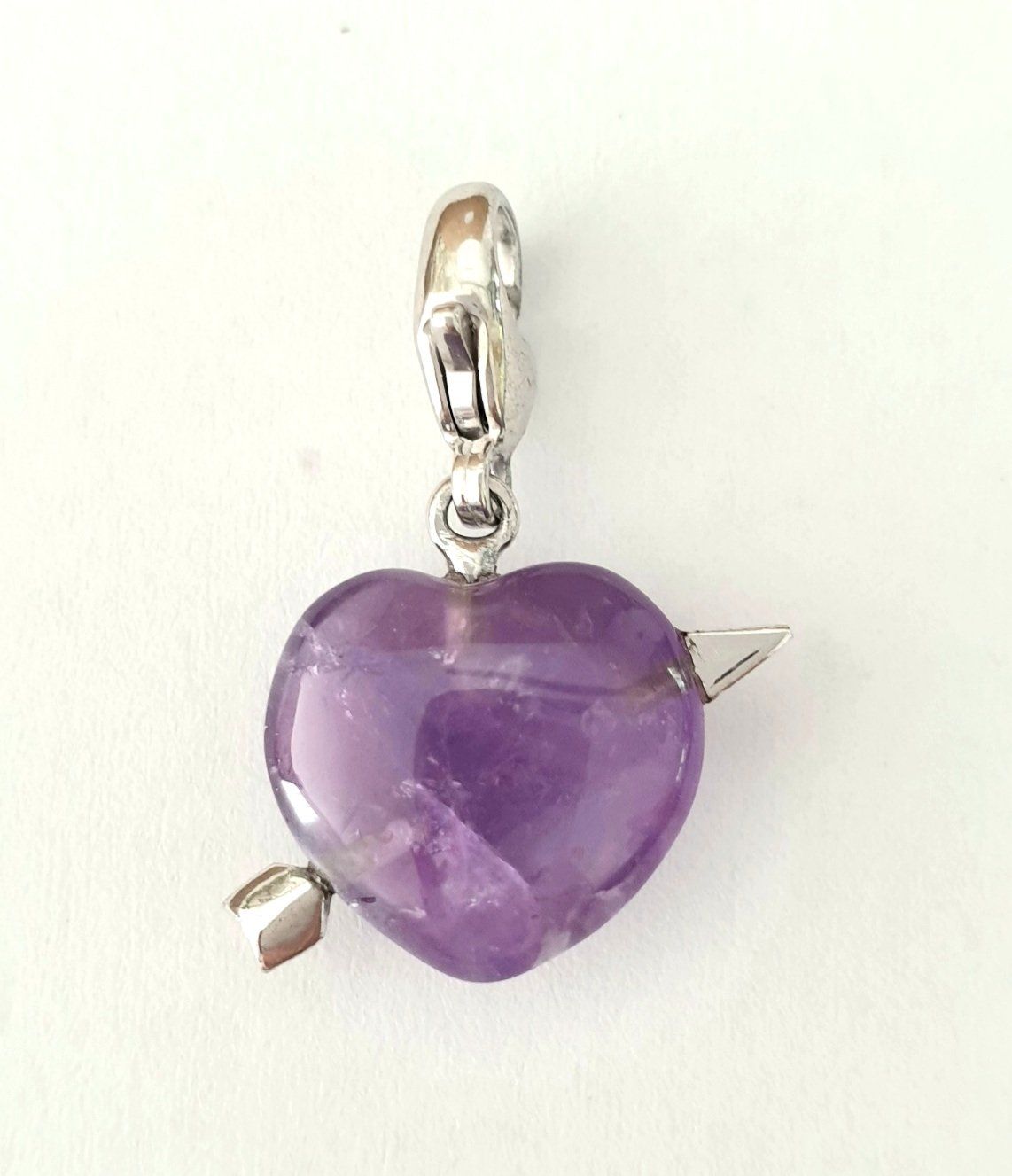 Charm Silber 925 "Herz mit Amethyst" (Rhodiniert) - NEU (Neu und ...