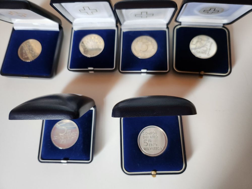 6 Gedenkmünzen 5 Franken 1974 - 1979 (Gebraucht) in Weiningen ZH für CHF 45 – mit Lieferung auf ...