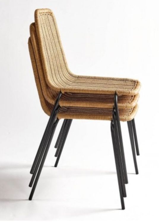 Synthetic rattan chair with stackable black legs | Kaufen auf Ricardo
