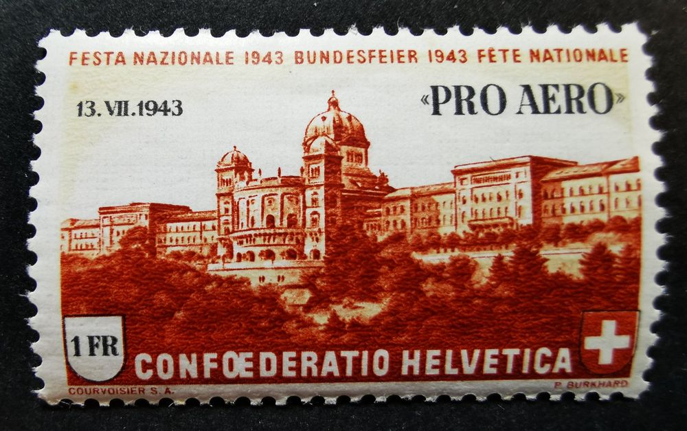 TR55 Timbre Suisse Non Oblitere 1943 Pro Aero (Gebraucht) in Cousset für CHF 0.65 – mit ...