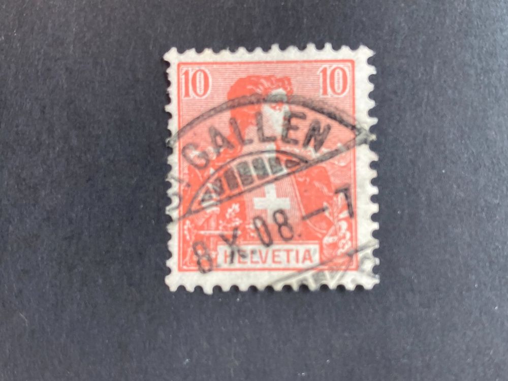 Schweiz 1908 Helvetia 10 Rp Vollstempel ST.GALLEN 8.X.08 | Kaufen auf Ricardo