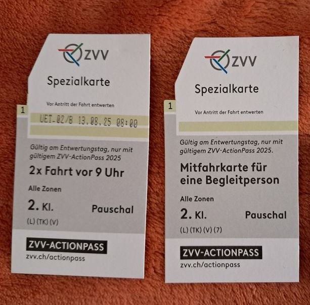 ZVV Tickets - 2 Spezialkarten zu ZVV-Aktionspass (Gebraucht) in Uetikon ...