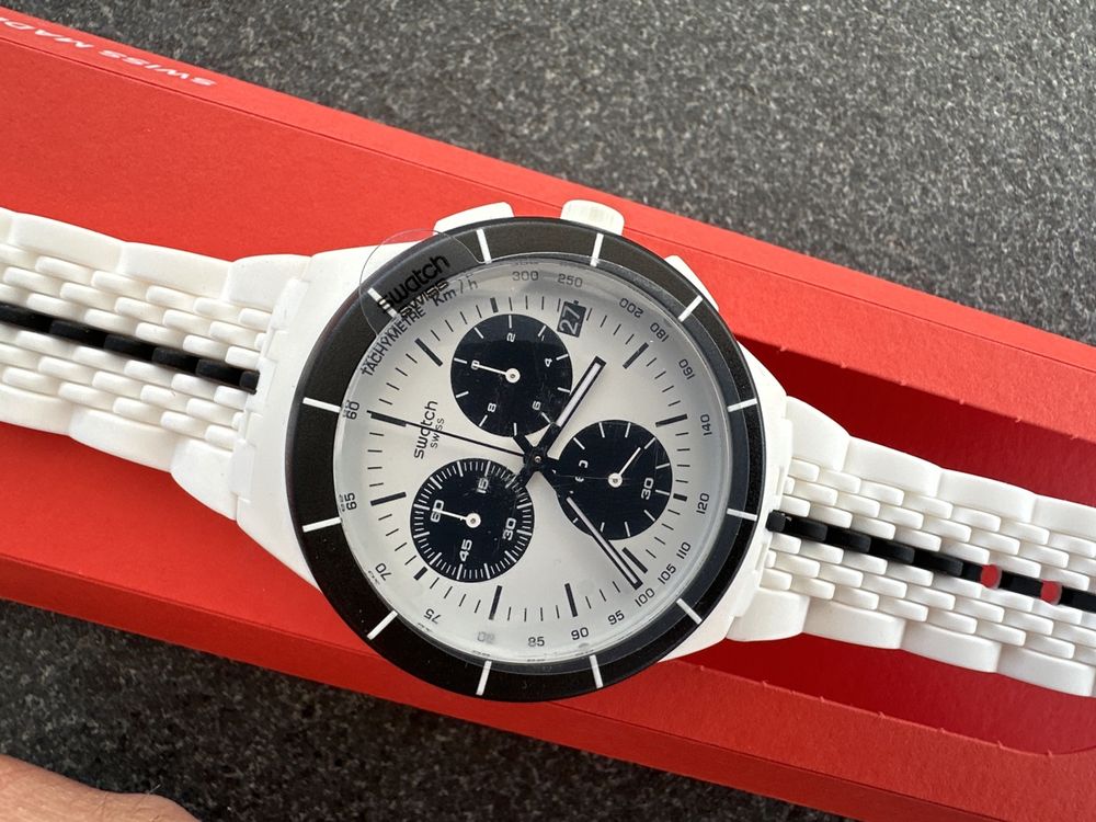 Swatch Chronograph weiss, SUSW407! Garantie! | Kaufen auf Ricardo