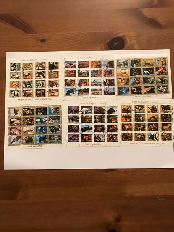 Timbre animaux. du monde 6 page de petit timbre av gom 1973 (Gebraucht ...