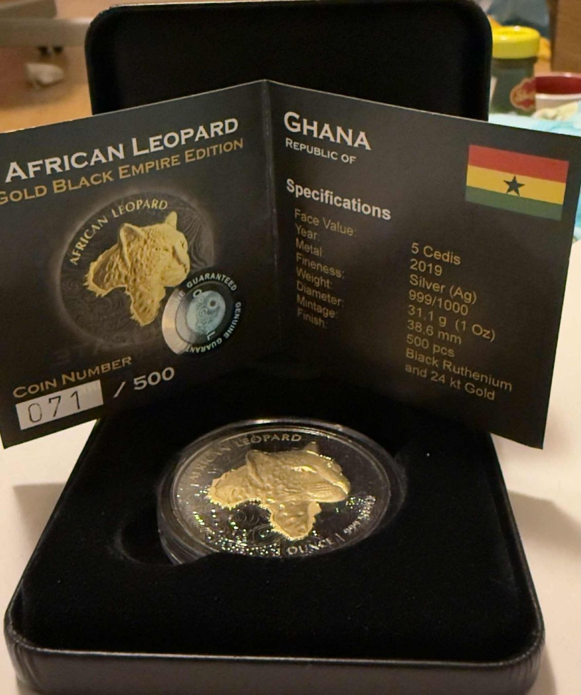 Ghana 500 Cedis 2019 Proof color silver coin auflage 500 pcs (Neu und ...