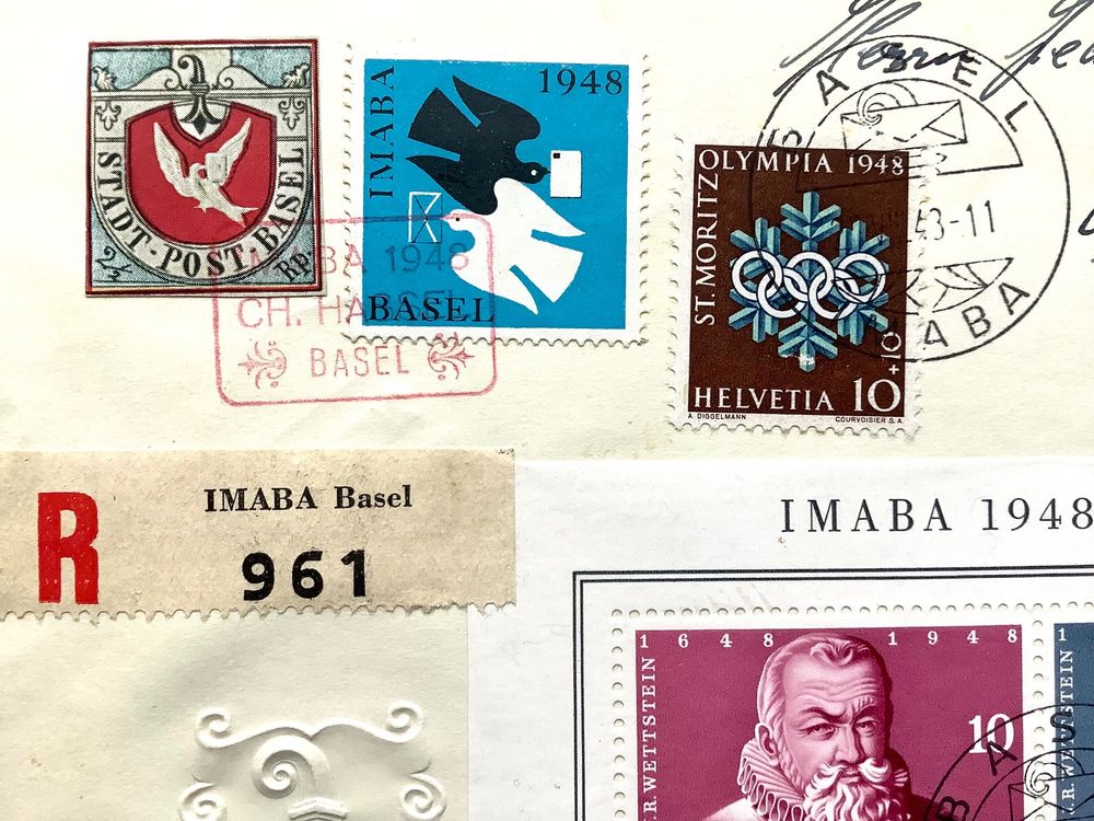 1948 IMABA auf R-FDC mit Basler Taube Vignette + Imaba | Kaufen auf Ricardo